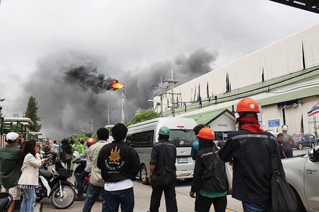 Seven critical after chemical factory blaze