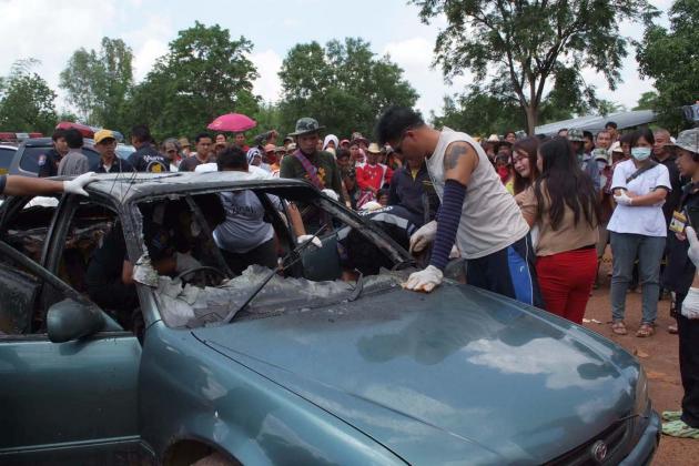 Two die as errant festival rocket engulfs car in ball of flames