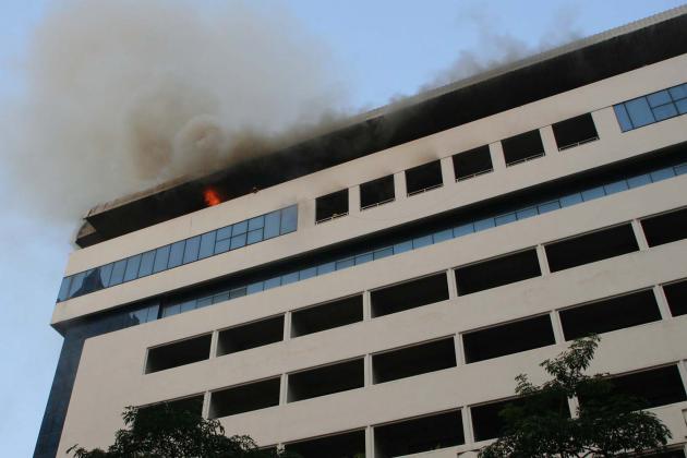 Police Hospital building hit by fire