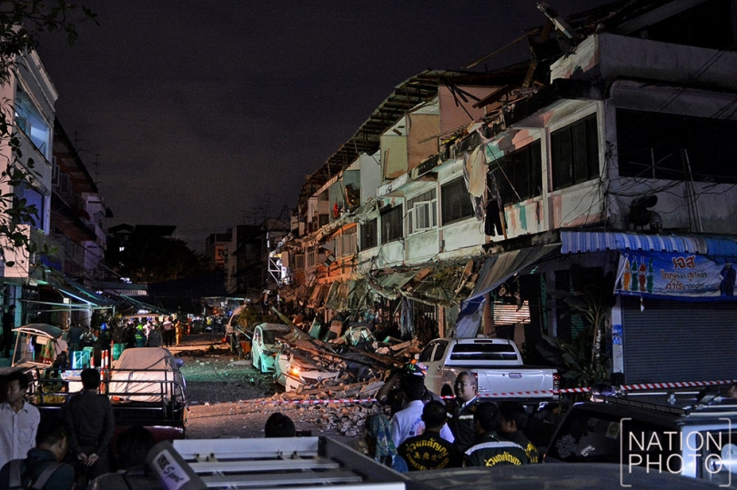 Shop houses' awning collapse
