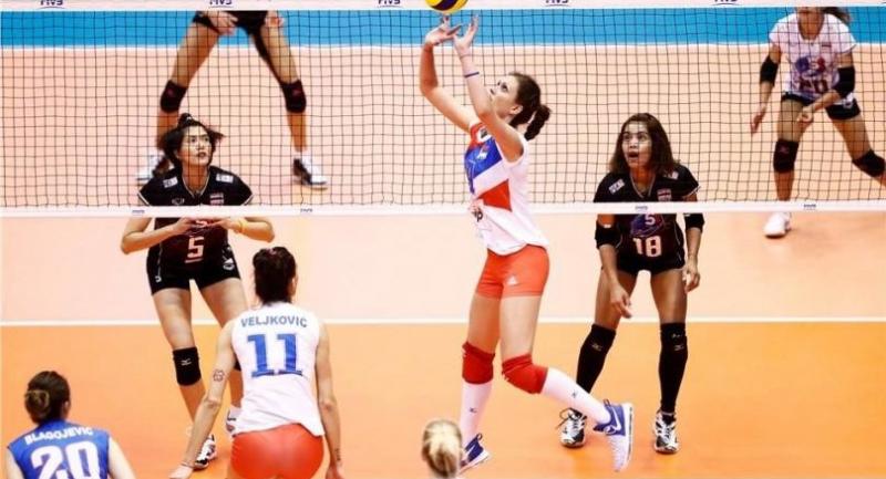 Serbia put it past fighting Thailand in four sets