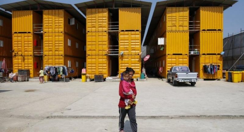 Mobile container village for migrant workers