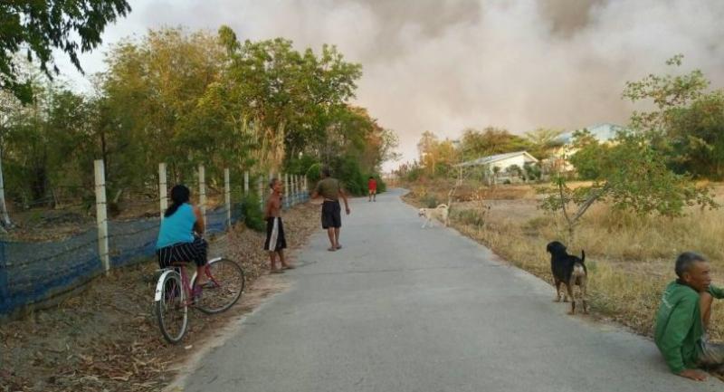 Plastic waste fire burns for second day