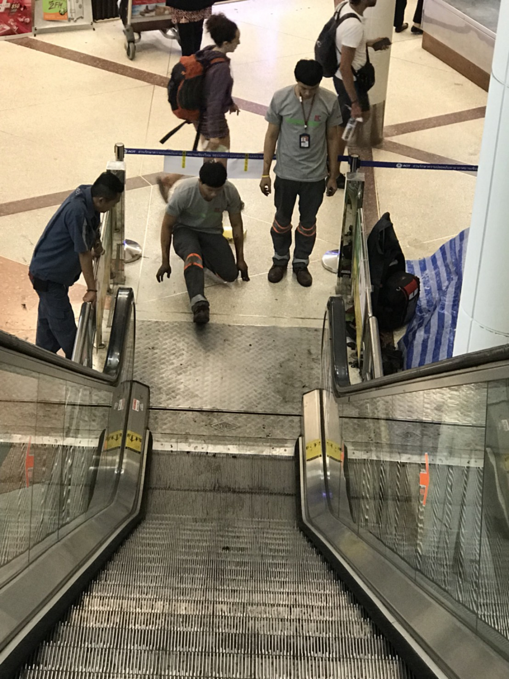 Escalator at Chiang Mai airport partially collapses