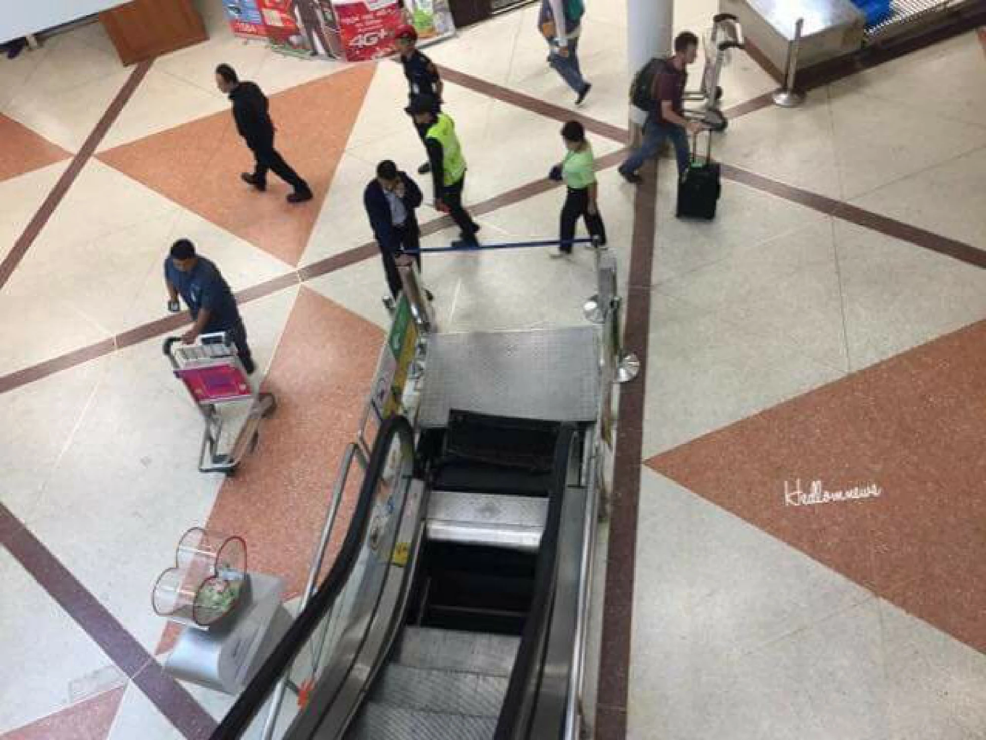 Escalator at Chiang Mai airport partially collapses