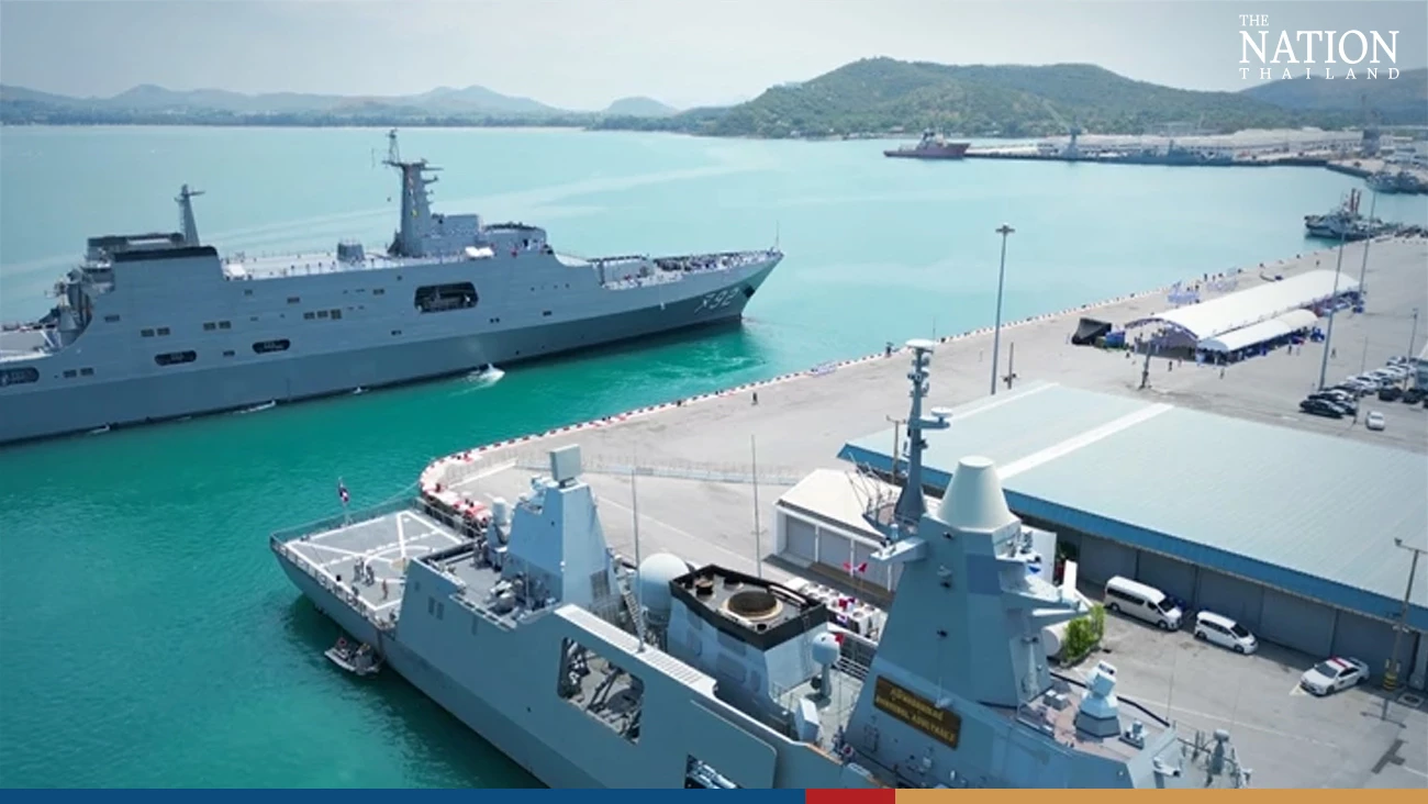 Thai Navy’s new acquisition, HTMS Chang, docks at Sattahip base