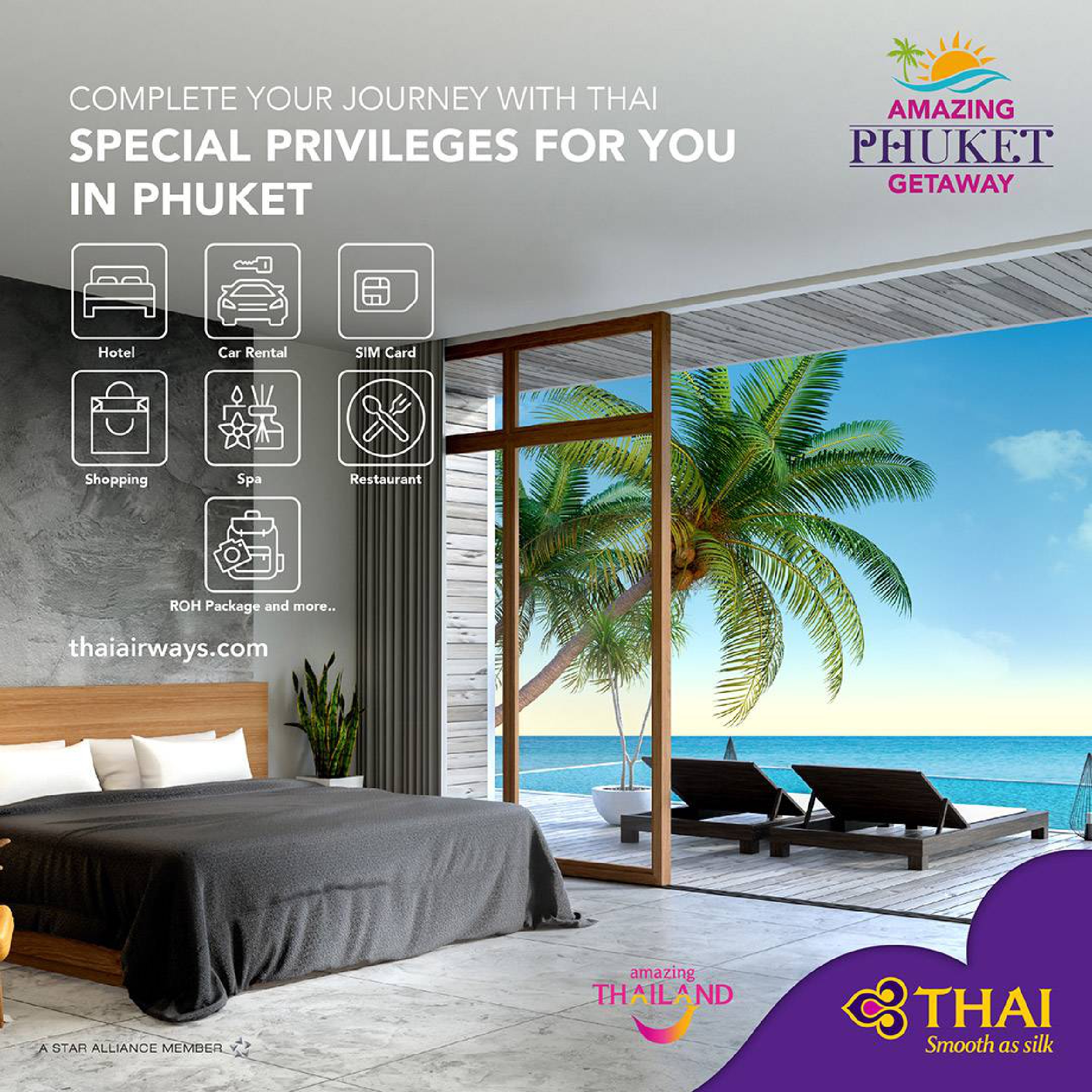 THAI Offers Privileges and Discounts to Passengers Traveling to Phuket