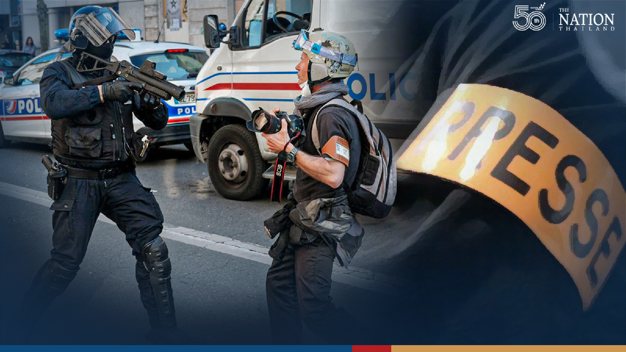 Press armbands no protective shields during protest crackdowns